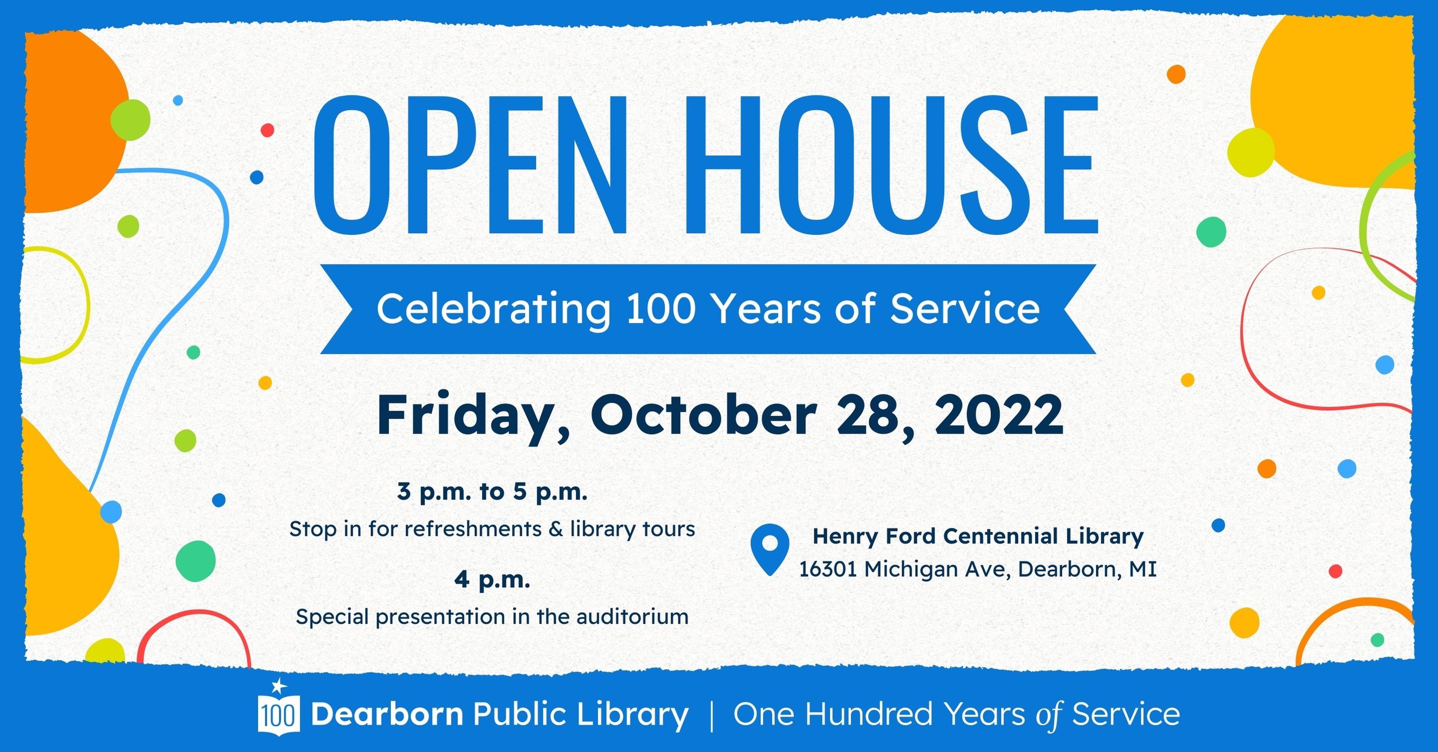 100 years open house | Dearborn Public Library