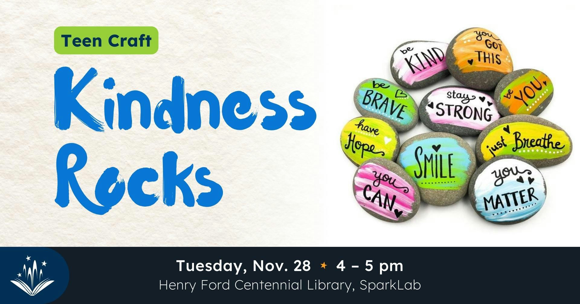 Kindness Rocks title card | Dearborn Public Library