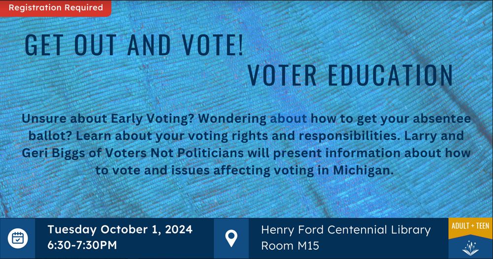 Get out and vote information | Dearborn Public Library